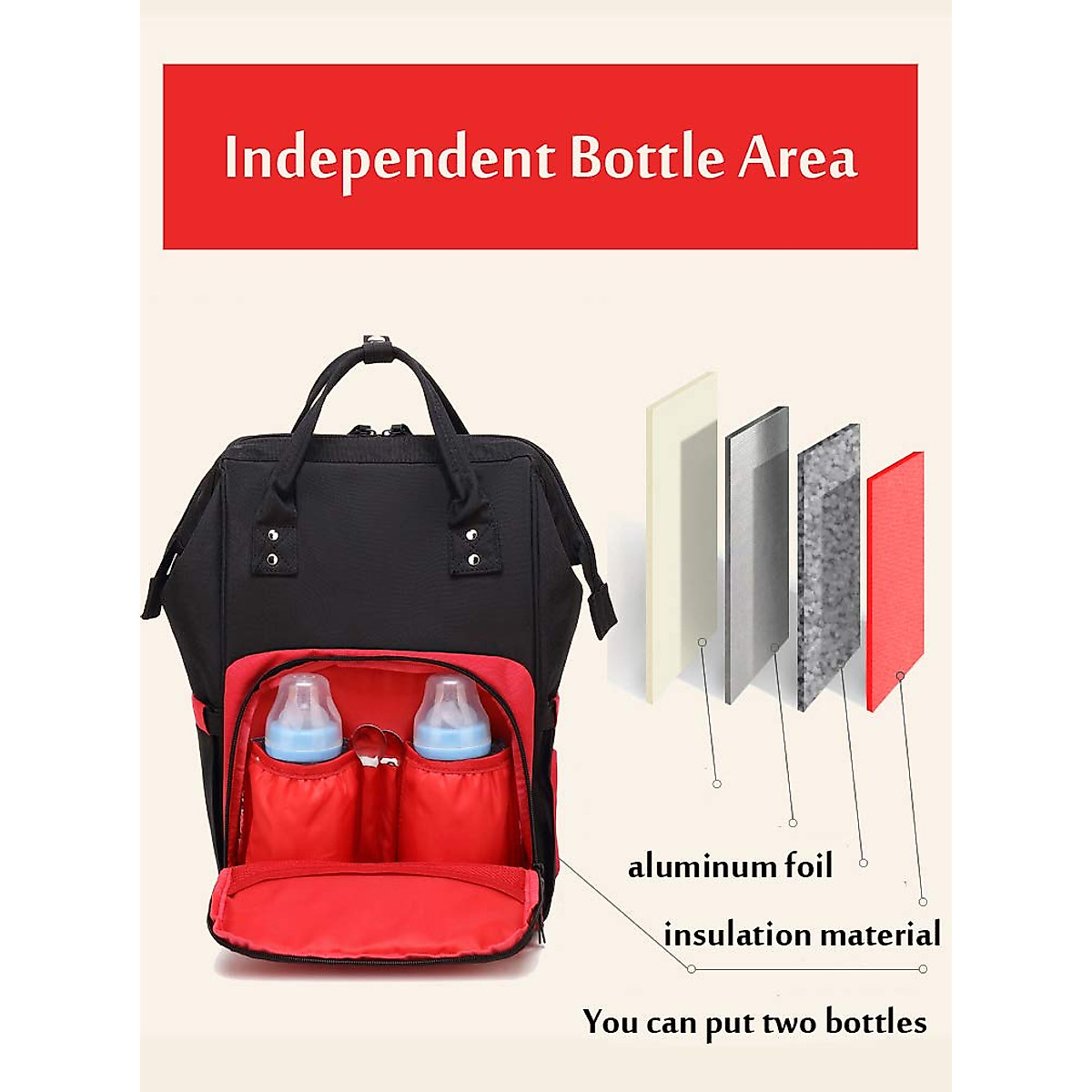 KIKYOU Diaper Bag Backpack,Waterproof Maternity Nappy Bag Changing Bags, larger, BAG01-a