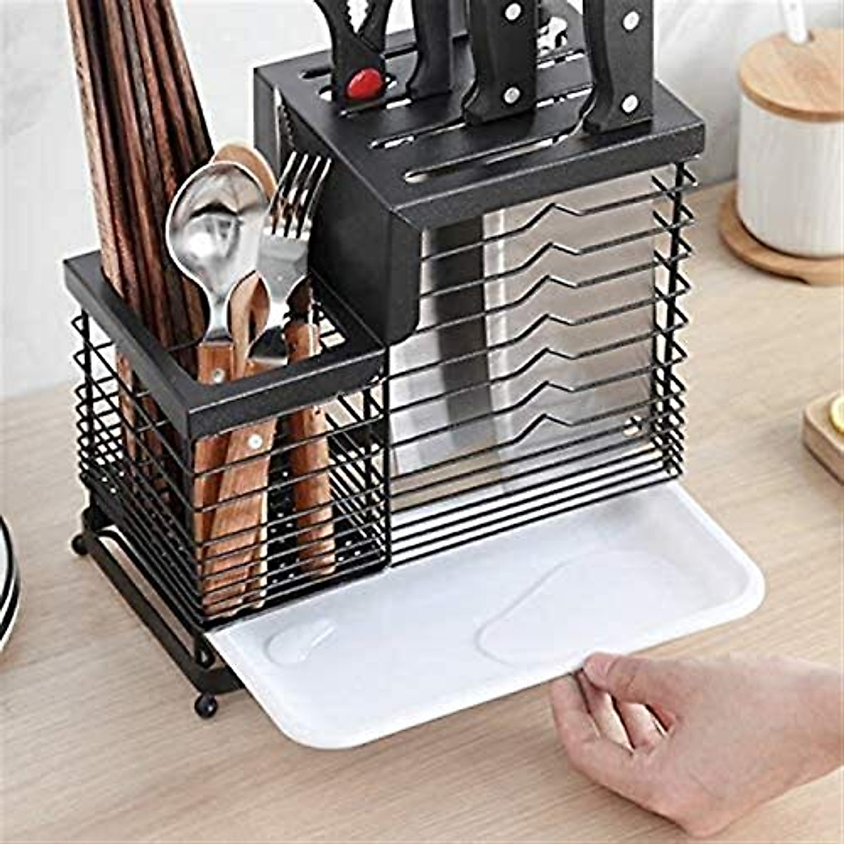 XJXJ Household Knife Holder Kitchen Shelf Tool Storage Rack Drain Tray Kitchen Appliances Chopsticks Box Wallmount kitchen knife sets