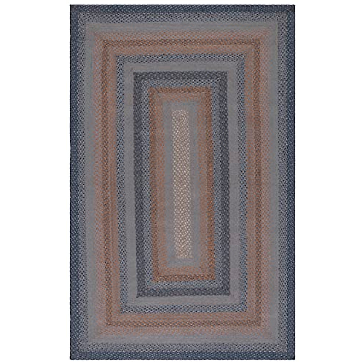 Safavieh Braided Collection Accent Rug - 4' x 6', Grey & Brown, Handmade Country Cottage Jute Reversible, Ideal for High Traffic Areas in Entryway, Living Room, Bedroom (BRD652F)
