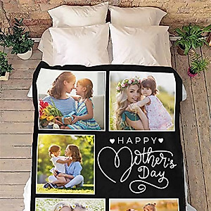 MyPupSocks Customized Mom Blanket with Photos for Mother's Day, Personalized Happy Mother's Day Throw Blanket Custom Picture Decorative for Women Mom from Daughter Son 30x40