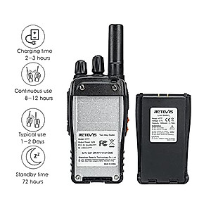 Retevis H-777 Walkie Talkie Rechargeable Long Range,Portable Two-Way Radio, Flashlight, Emergency Alarm, Hands Free(1 Pack)