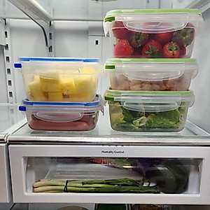 Sterilite Ultra-Seal 4 Cup Square, Airtight Food Storage Container, Latching Lid, Microwave and Dishwasher Safe, Clear With Blue Gasket, 6-Pack