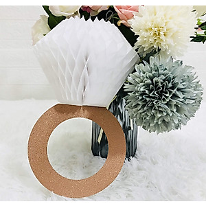 Engagement Party Decorations, Bridal Shower Supplies, Honeycomb Ring Hanging Decorations, Rose Gold Glitter Diamond Rings (3pcs), Engaged Diamond Rings Decorations for Engagement