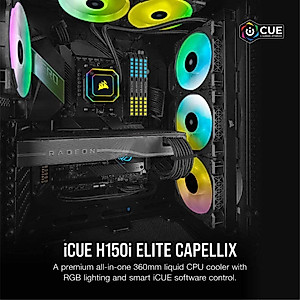 Corsair iCUE H150i Elite, CW-9060048-WW, Capellix, RGB Pump + Fans, 360mm (Renewed) fot Desktop