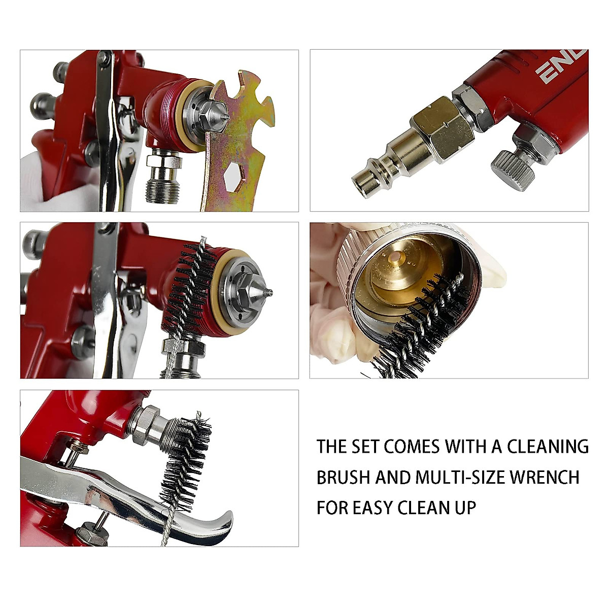 ENDOZER Professional Siphon Feed Spray Gun for Paint, Red Handle, 34 oz -1.8mm Nozzle for a Variety of Low Viscosity Paints