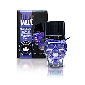 GIBS Grooming Alpha Male Beard, Hair & Tattoo Oil, 1 Fl Oz