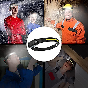 Myasrelae Night Buddy Headlamp - Waterproof Rechargeable Headlamp LED, Lampe Frontale 230° Wide Headlight Lightweight with 5 Modes & Smart Sensor Outdoor Headlamps (Black)
