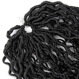 New Goddess Locs Crochet Hair Extensions 18Inch Pre-looped River Fauxs Locs Wavy Curly Fauxlocs Bohemian Crochet Braids 4Packs(1B, 18inch) …