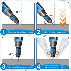 Dry Diamond Drill Bits Set 6 PCs Small Diamond Hole Saw Kit for Granite Marble Porcelain Tile Ceramic Stone Glass Hard Materials (not for Wood) Round Shank 1/4, 5/16, 3/8, 1/2, 9/16, 5/8 inch