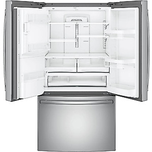 GE GFE28GYNFS 36 Energy Star French Door Refrigerator with 27.8 cu. ft. Total Capacity Advanced Water Filtration System Turbo Cool Freeze Settings + LED Lighting in Fingerprint Resist Stainless Steel