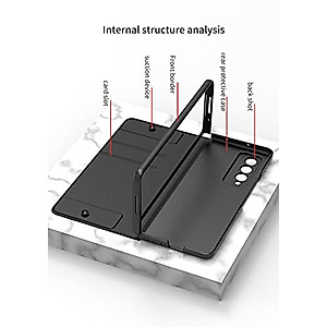 BAILI Galaxy Z Fold 3 Case with S Pen Slot,Galaxy Z Fold3 Flip Holster with S Pen Holder and Attached Card Slot,Instantly Converts Into Phone Bracket Cover for Samsung Z Fold 3-Cloud Brown