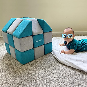 nets Tribe Magnetic Soft Building Blocks for Kids, Magnetic Blocks, Big Blocks, Educational Toys, Incredibly Fun Building Block for Children (Blue+Gray)