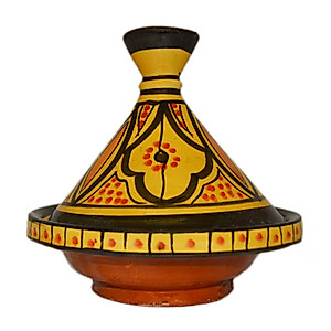 Moroccan Handmade Serving Tagine Exquisite Ceramic Vivid colors Original 6.9 Inches in Diameter