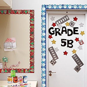 PerKoop 12 Rolls 393.7 ft Christmas Bulletin Board Border Decorative Winter Border Trim Seasonal Holiday Monthly Classroom Blackboard for Spring Summer Fall Winter Halloween School Door Windows