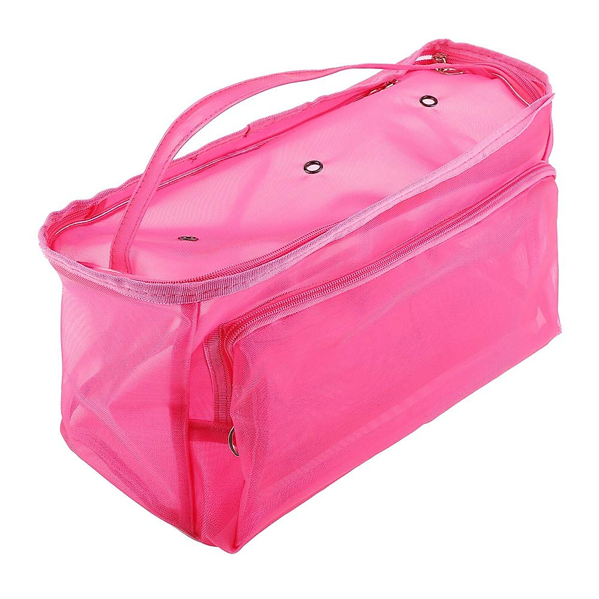 3 Holes Storage Bags Mesh Yarn Storage Bag Crochet Wool Small Accessories Convenient Container for Home-use (Rose red)