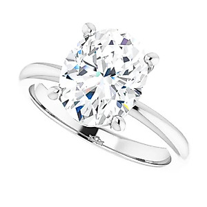 10K Solid White Gold Handmade Engagement Rings 2 CT Oval Cut Moissanite Diamond Solitaire Bridal Wedding Ring for Her Women Minimalist Anniversary Propose Gifts