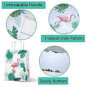 KALEFO 24PCS Luau Party Supplies Flamingo Party Favors Treat Bags Summer Tropical Palm Leaves Hawaii Paper Gift Bags