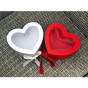 [USA-SALES] Premium Quality Heart Shaped Flower Box, Floral Gift Box, with Lids, Size 9x8x6.5, for Luxury Style Flower Arrangements, Ships From USA (White)
