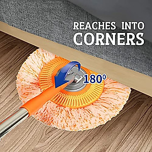 Mops for Floor Cleaning, 360° Rotatable Floor Mop with 3 Coral velvet Mop Head Extendable Long Handle Retractable Glass Wiper Window Cleaner Brush Car Cleaning Tools