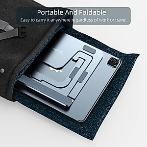 Yangkelly Tablet Stand Foldable and Adjustable, Aluminum Alloy Desktop Holder Drawing Stands Dock for iPad 7 to 12.9, Foldable Mobile Phones, Surfaces etc (Space Gray)