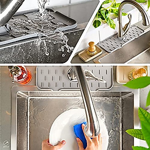 Ternal Sinkmat for Kitchen Faucet, Silicone, Grey, Splash Guard & Drip Catcher For Around Faucet Handle
