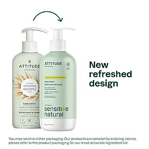 ATTITUDE Body Lotion for Sensitive Skin with Oat, EWG Verified, Dermatologically Tested, Vegan, Avocado Oil, 16 Fl Oz