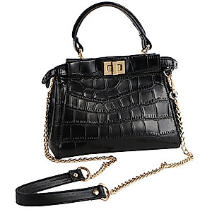 kilofly 2pc Gold Plated Faux Leather Removable Clutch Chain Shoulder Straps Set