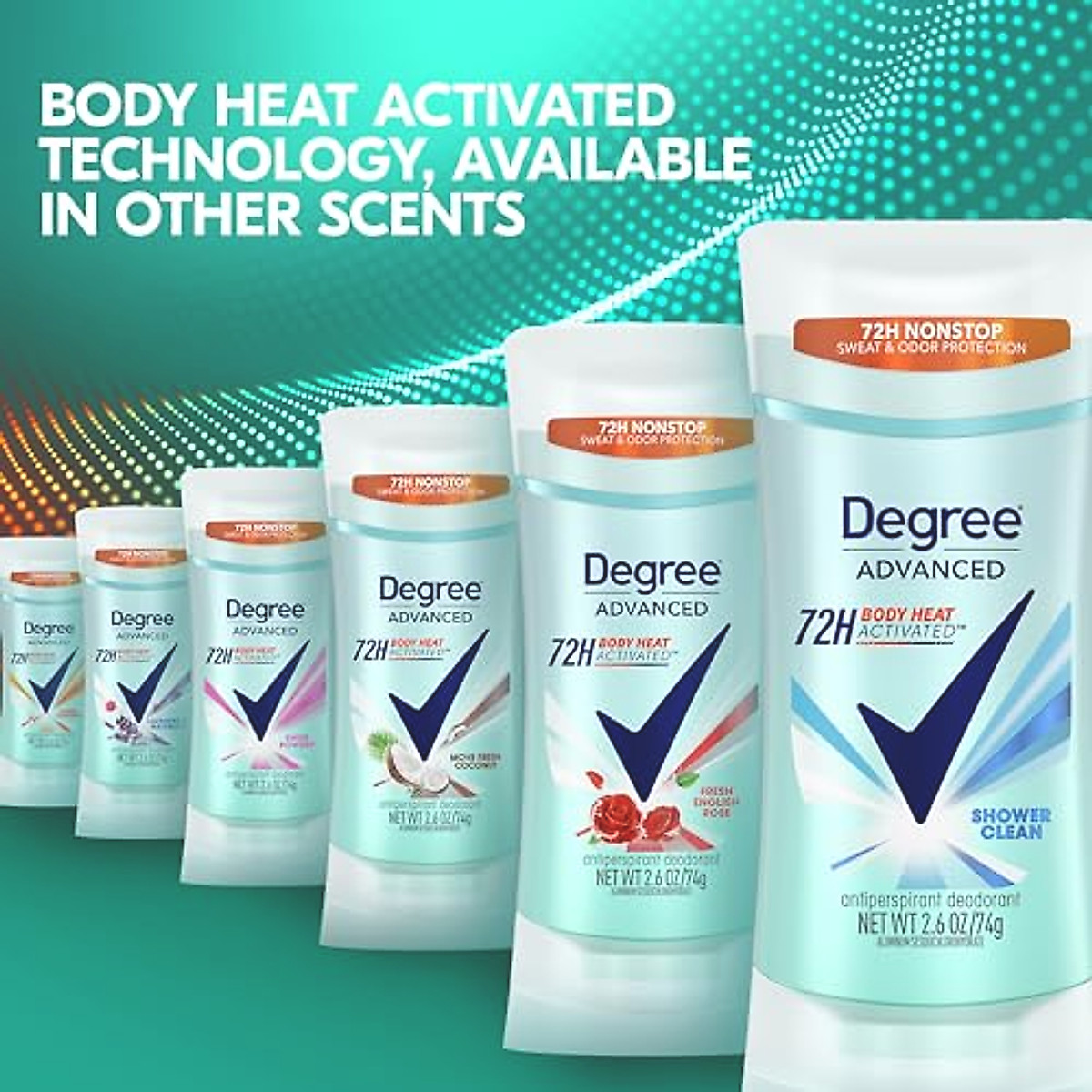 Degree Antiperspirant Deodorant Shower Clean 72-Hour Sweat & Odor Protection Antiperspirant for Women with Body Heat Activated Technology 0.5 oz