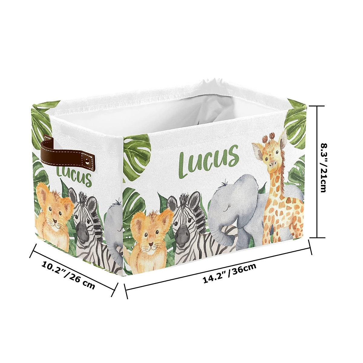 Deven Jungle Animal Forest Personalized Large Storage Baskets for Organizing Shelves with Handle,Closet Decorative Storage Bins for Bathroom,Nursery,Home 1 Pack