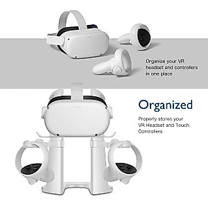 TNP VR Headset Stand for Oculus Quest 2 Holder Touch Controller Display Stand Docking Station White, Meta Quest 2/ Quest/Rift/Rift S/Samsung Odyssey VR Stand/Valve Index/HTC Vive/Valve Index