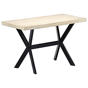 YPWRENH Cocktail Table Snack Table Dining Table White 47.2"x23.6"x29.5" Solid Mango Wood for Dining Room, Kitchen or Living Room