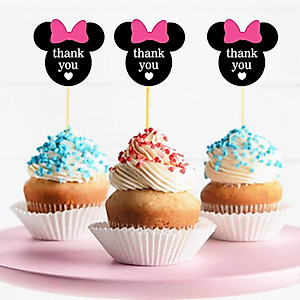 Pop Resin Mickey Minnie a Mouse Thank You Stickers 2.38 x 2 inch Mickey Ears Thank You Labels for Envelope Seals Birthday Baby Shower Party 200 Pack, Pink