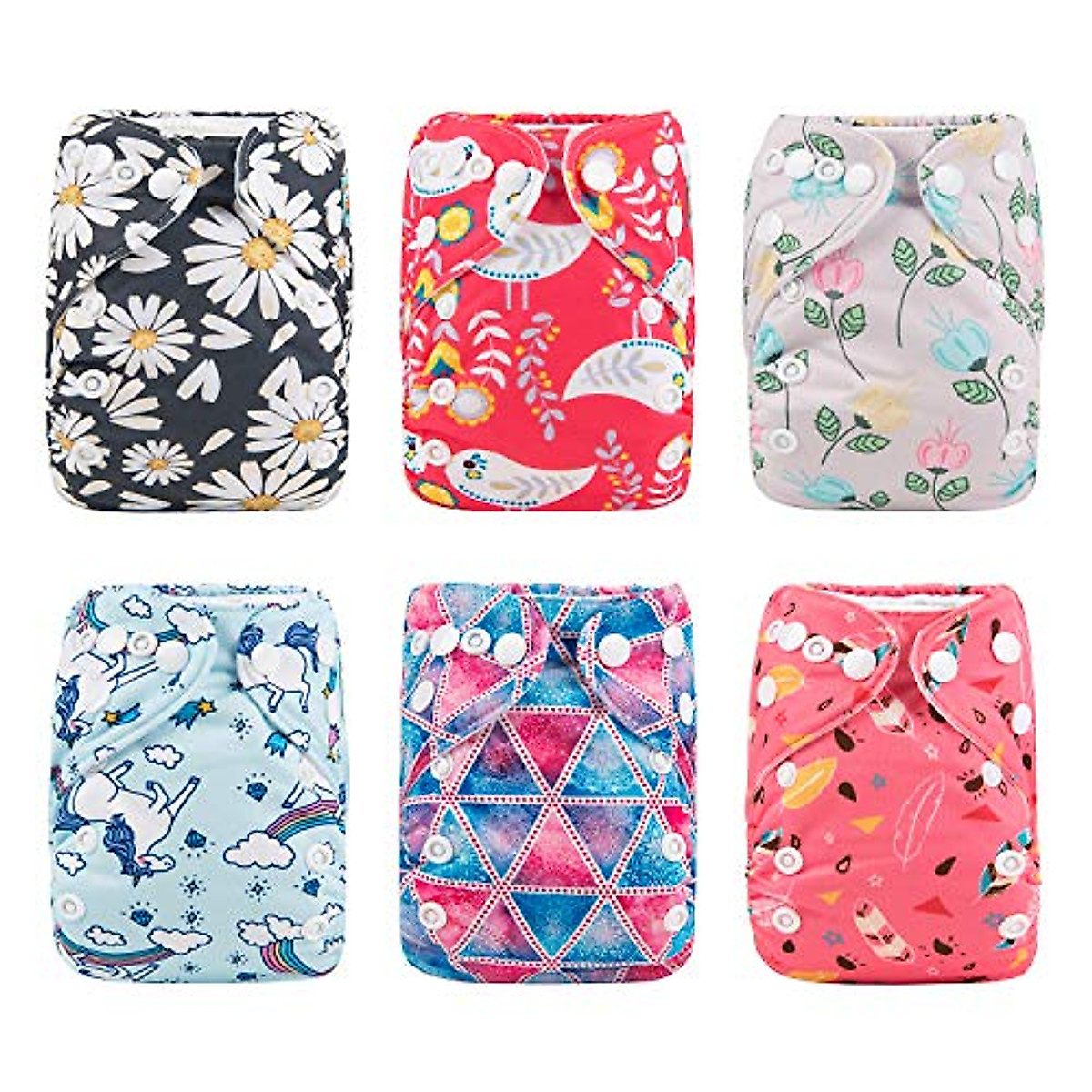ALVABABY Baby Pocket Newborn for Less Than 12pounds Baby Snaps Cloth Diapers Nappy 6pcs with 12 Inserts 6SVB09