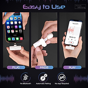 MANA Wireless Lavalier Microphone with Active Noise Reduction, Wireless Microphone for iPhone, Lapel Clip On Wireless Mic for Content Creator, Wireless Mini Microphone for Lightning Port – White