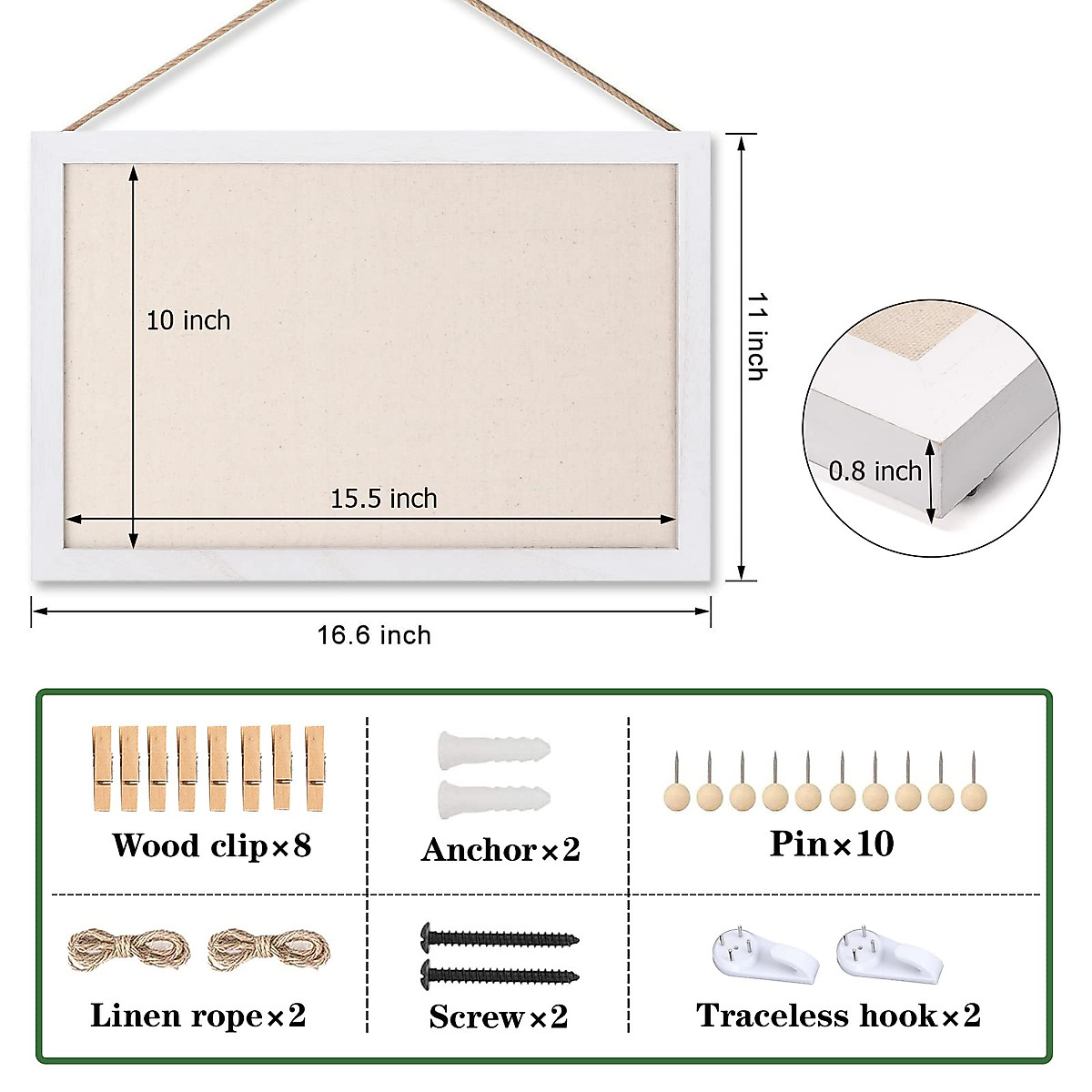 Emfogo Cork Board Wooden Frame Bulletin Board 16"x11" Cork Boards for Walls Office Decor for Girls Room, Office, Bedroom, Kids Room, Classroom