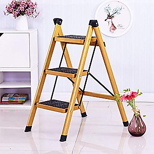 PENGJIE Folding Ladder Step Stool Ladder Stool 3 Step Folding Heavy Duty Steel Portable Anti Slip Mat Tread Compact 150 Kg Capacity