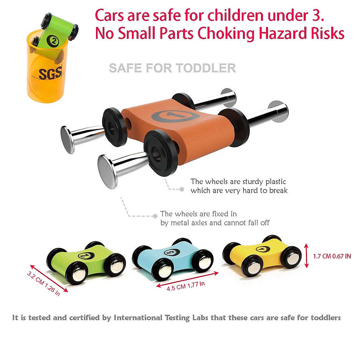 TOWO Pure Wooden Car Ramp - Zig Zag Car Slide Run with 4 Wooden Cars Playsets-Click Clack Track Wooden Car Toys for Toddlers -Racing Car Toys for Kids Boys Girls 2 3 4