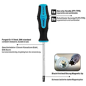 Acroma 12-Piece Magnetic Torx Screwdriver Set, Cr-V Forged DIN Standard Blade with Heavy Duty Non-Slip Grip, 400D Hardcover Nylon Tool Bag and a Demagnetizer as Bonus, W20012