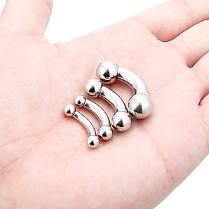 Hoeudjo PA Ring Internally Threaded Curved Barbells CR Bent Barbell 316L Surgical Steel Pierced Body Jewelry for Women Men 2G 4G 6G 8G 4 Pieces 1#