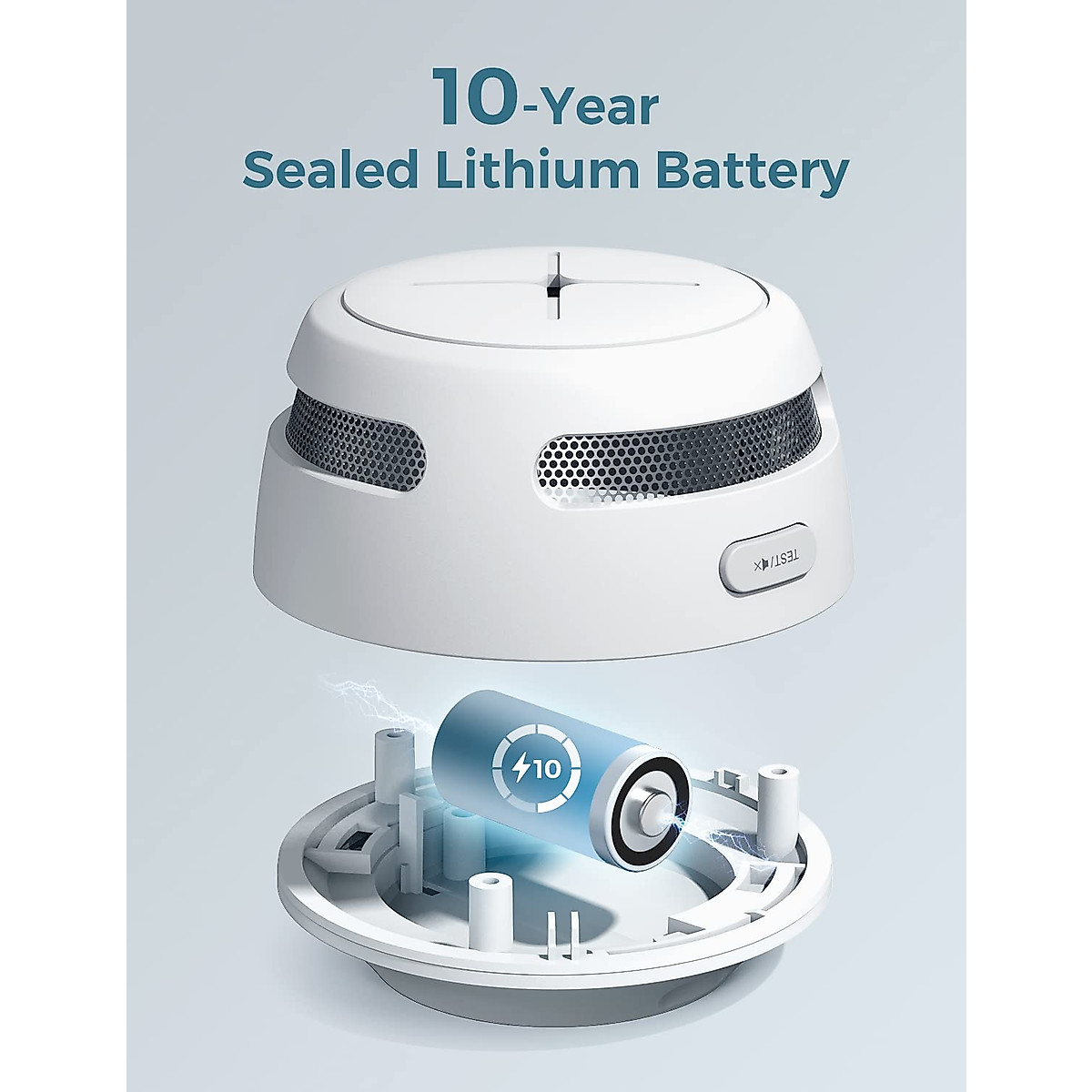 AEGISLINK Smoke Detector 10-Year Battery with Test/Silence Button, Fire Alarm with Photoelectric Sensor, Low Battery Warning, S500 (Independent, 6-Pack)