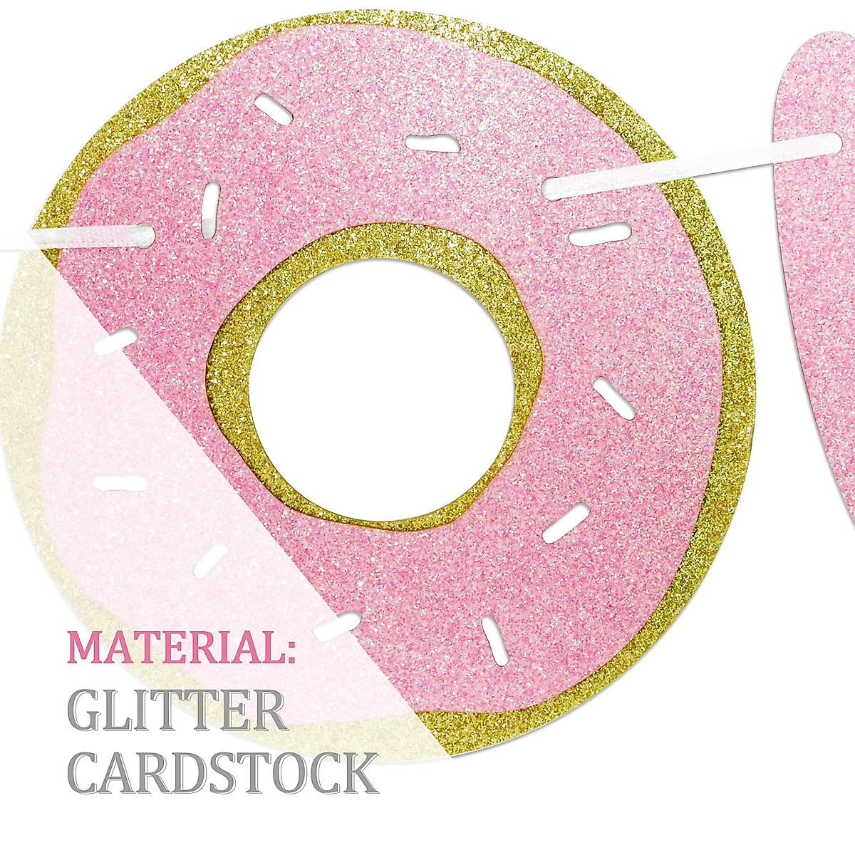 Sprinkled with Love Glitter Banner Baby Shower Sprinkle Party Decoration for Girl Pre-Strung Sign Gold (Pink)