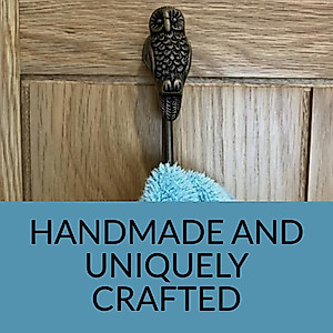 Knobs By Blossom Vintage Antique Brass Iron Wall Hooks Tie Backs Bronze Handmade Metal Animal Hook (18. Owl), TFVSAH