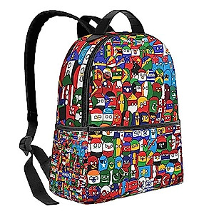 Woidxzxza Polandball Countryball World Map School Bag Student Backpack Lightweight Cycling Travel Bag Outdoor Backpack For Boys Girls