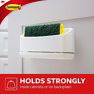 Command Under Sink Sponge Caddy, White, 1-Caddy, 4-Strips, 2-Pack, Organize Damage-Free