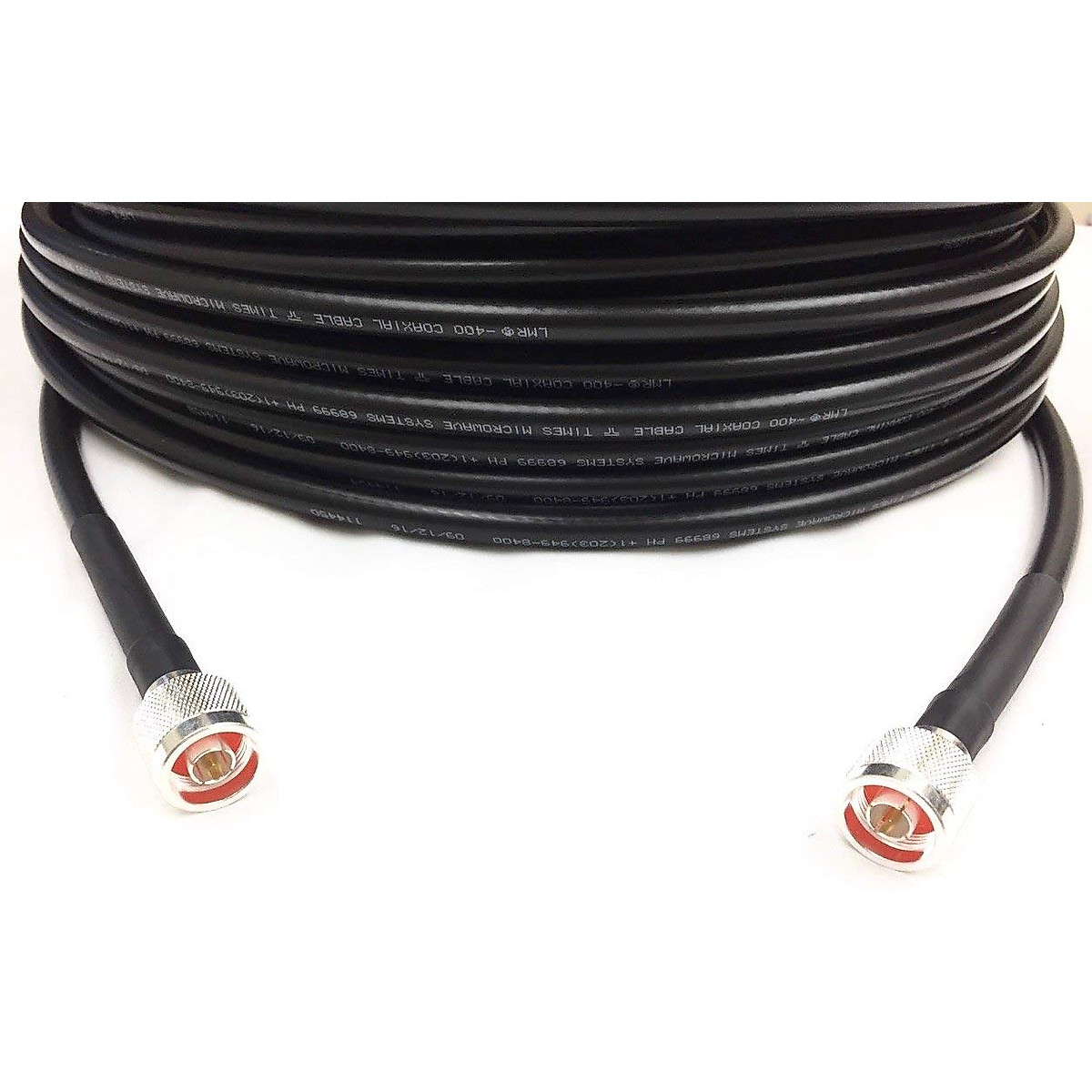Custom Cable Connection 150 Foot N Male to N Male LMR400 Times Microwave 50 Ohm Coax Low Loss Antenna Cable for Ham Radio, WLAN, CB Radio and WiFi Antenna Feeders