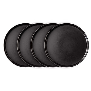 AmorArc Stoneware Dinner Plates Set of 4, 10.25 Inch Reactive Matte Glaze Ceramic Plates Set, Modern Dinnerware Dish set for Kitchen, Microwave, Dishwasher Safe, Scratch Resistant - Matte Black
