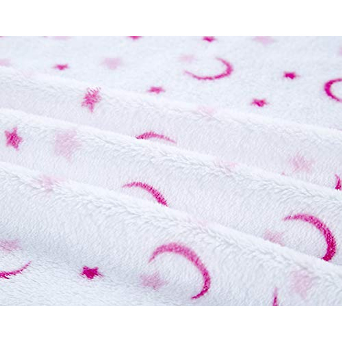 Cozy Fleece Microplush Warm Crib Sheets for Girls (Set of 2), Super Soft and Cozy Fitted Crib Sheets for Standard Crib Mattress, Baby Crib Sheets for Winter, Pink/White with Moon & Stars, 28in x 52in