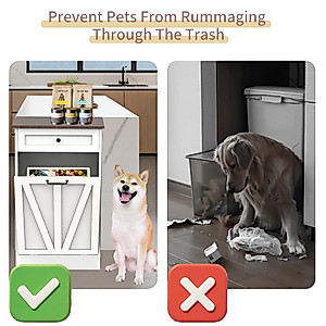 CREAWELLAY Tilt Out Trash Can Cabinet, 13 Gallon Large Hidden Kitchen Garbage Can with Storage Drawer, Farmhouse Wooden Garbage Bin Cabinet for Laundry Room, Living Room (White)