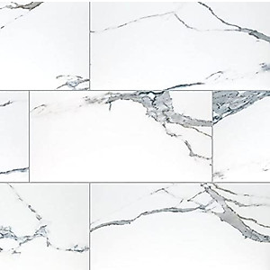 12x24 White with Bardiglio Grey Veining Porcelain Floor Tile for Kitchen, Backsplash, Countertop, Bathroom, Fireplace Surround (Polished, Pallet of 60 Pieces (116 sq.ft))