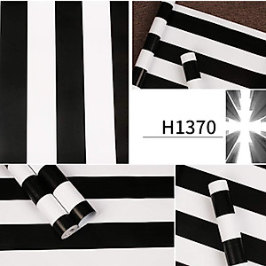 Simplemuji Black & White Striped Wallpaper Self Adhesive Shelf Liner Dresser Drawer Cabinet Sticker 17.7 Inch by 98Inch